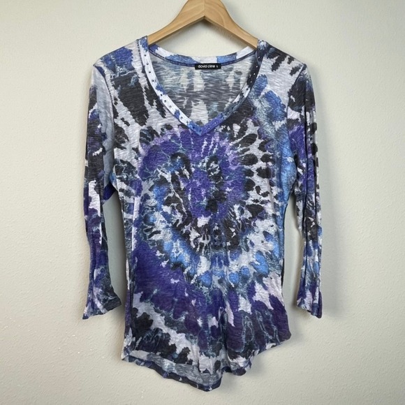 David Cline | Tops | David Cline Inca Womens Blue Tie Dye Long Sleeve V ...